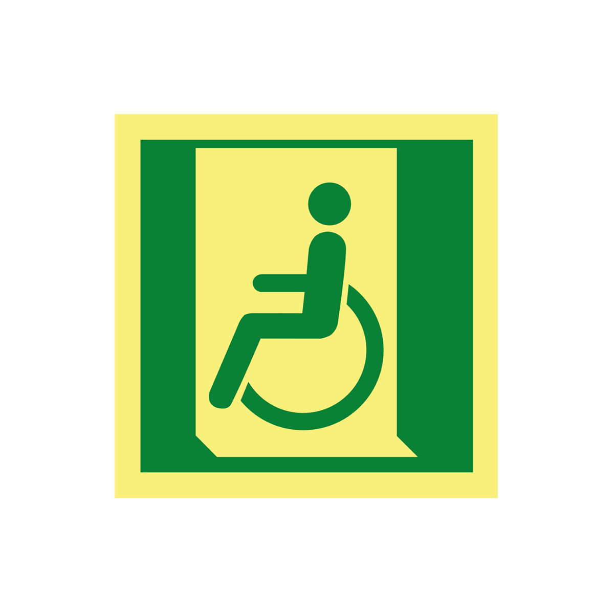 SKYLT UTRYMNING VÄ FUNKTIONSHINDRADE 150X150 MM EFTERLYS ALU