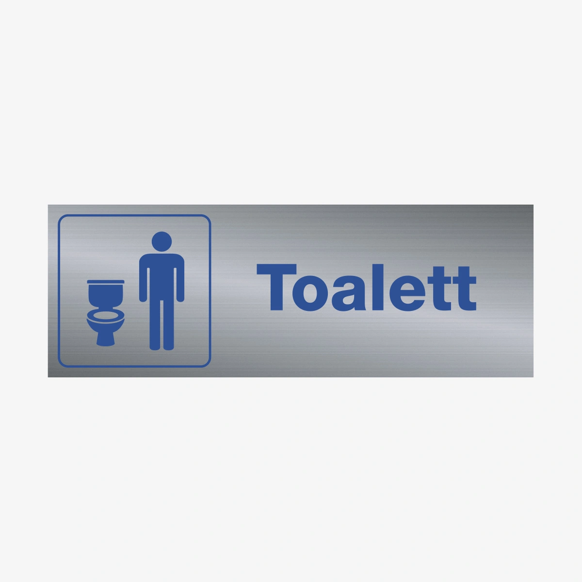SKYLT TRIVSEL TOALETT HERR 225X80 MM ALU NATUR/BLÅTT TRYCK