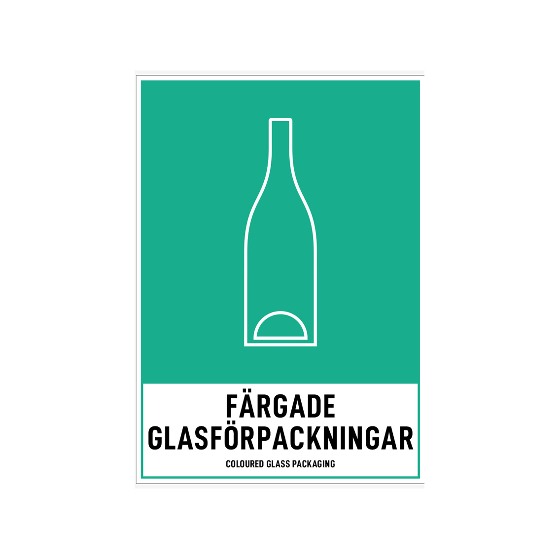 SKYLT ÅTERVINNING GLASFÖRPACKNINGAR FÄRGADE