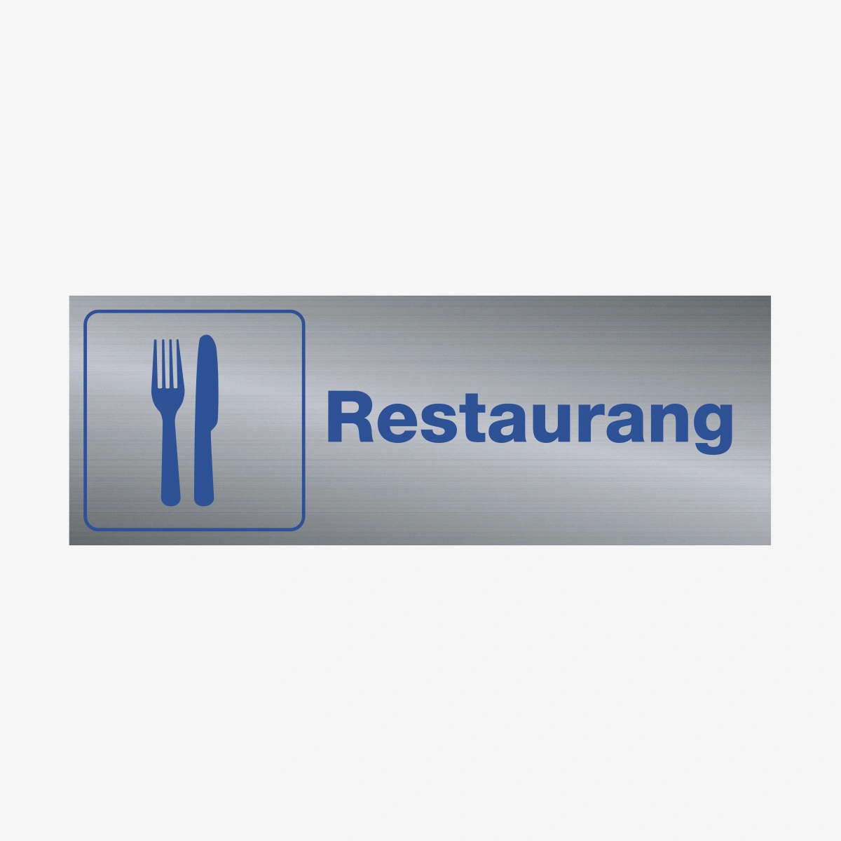 SKYLT TRIVSEL RESTAURANG 225X80 MM ALU NATUR/BLÅTT TRYCK