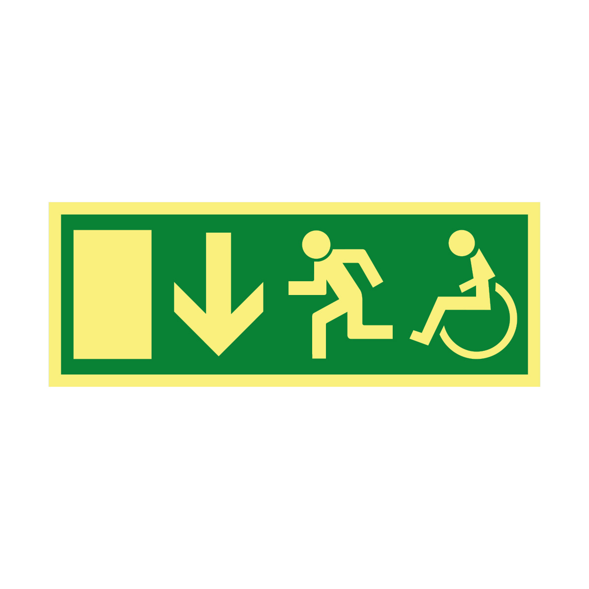 SKYLT UTRYMNING OVAN FUNKTIONSHINDRAD 400X150MM EFTERLYS ALU