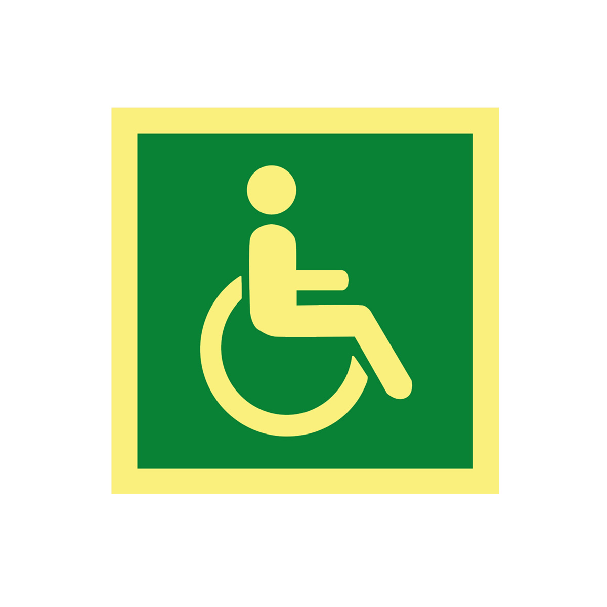 SKYLT UTRYMNING HÖ FUNKTIONSHINDRADE 150X150 MM EFTERLYS ALU