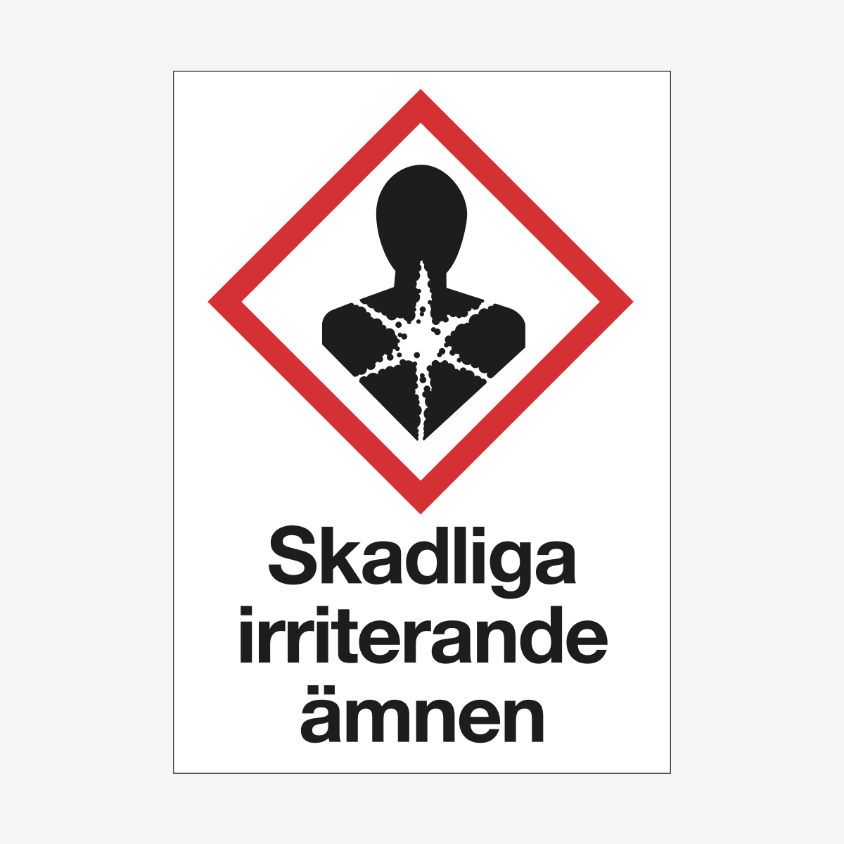 SKYLT VARNING SKADLIGA IRRITERANDE ÄMNEN ALUMINIUM